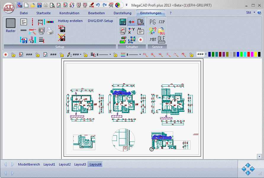 MegaCAD 2019 2D - Model und Layoutbereich